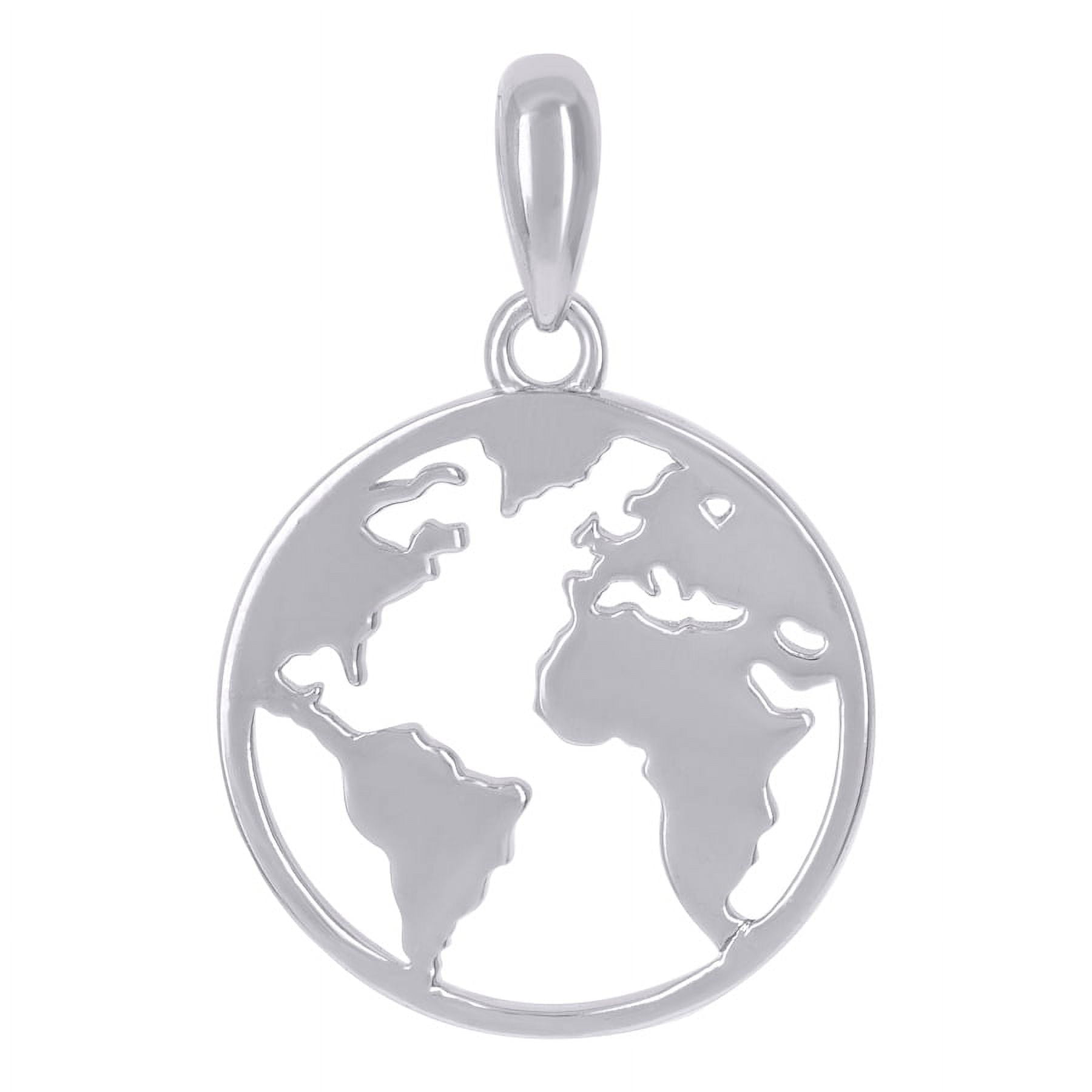 925 Sterling Silver Mens World Map Globe Charm Pendant Necklace - 1.3 Grams - Necklace for Men ...