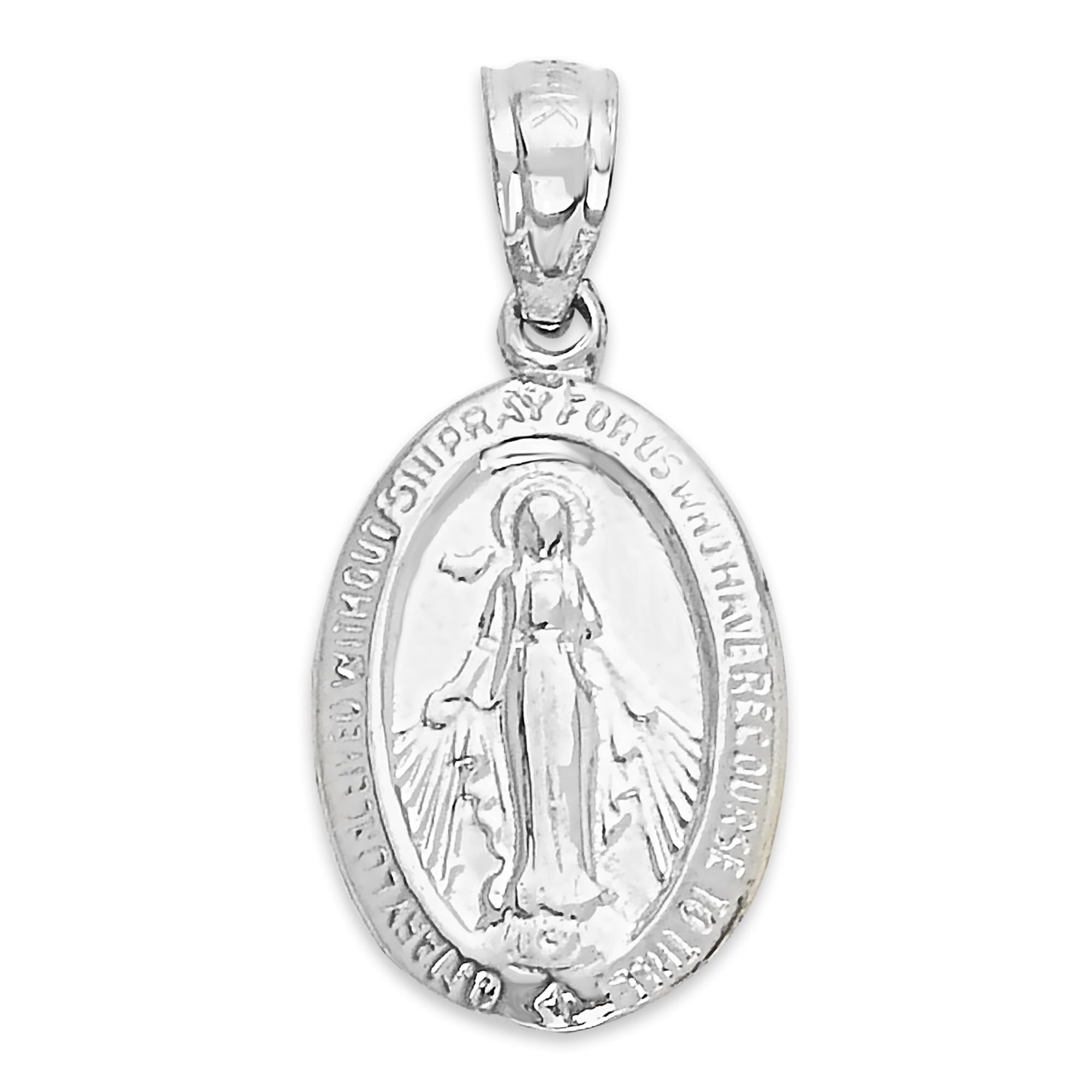Golden Fire 925 Sterling Silver Miraculous Medal Pendant, Oval Charm ...