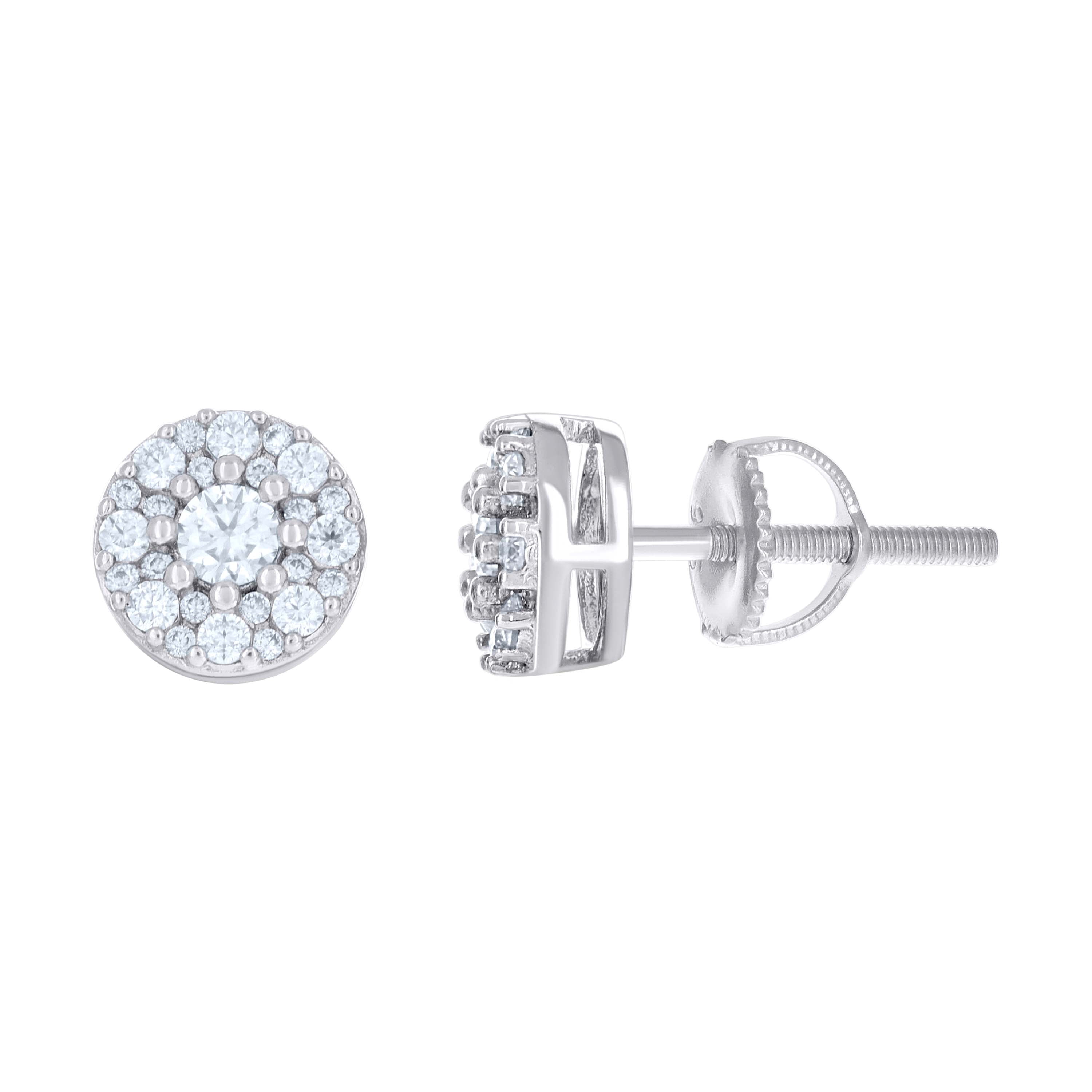 925 Sterling Silver Moissanite 8mm Raised Solitaire Floral Stud ...
