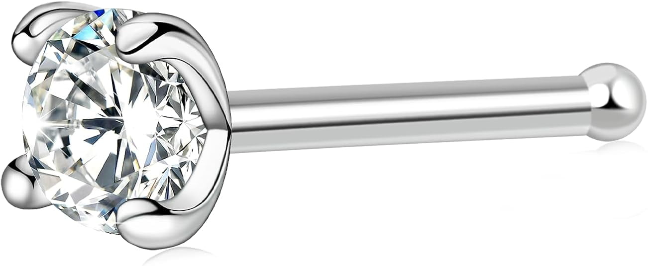 925 Sterling Silver Moissanite Nose Studs for Women | 18G/20G Hypoallergenic Cartilage Piercing ...