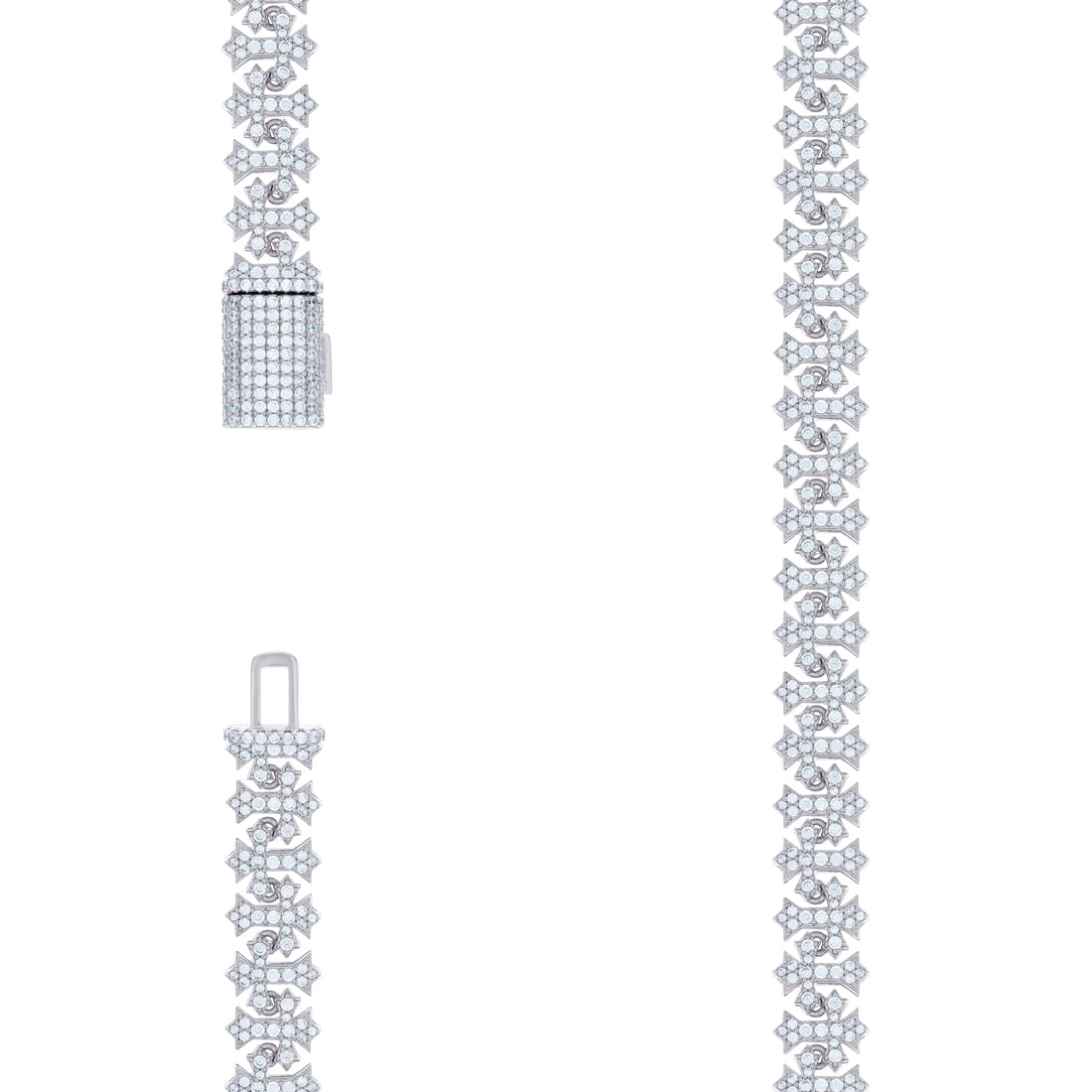 925 Sterling Silver Moissanite Religious Faith Cross Link Bracelet 10mm ...