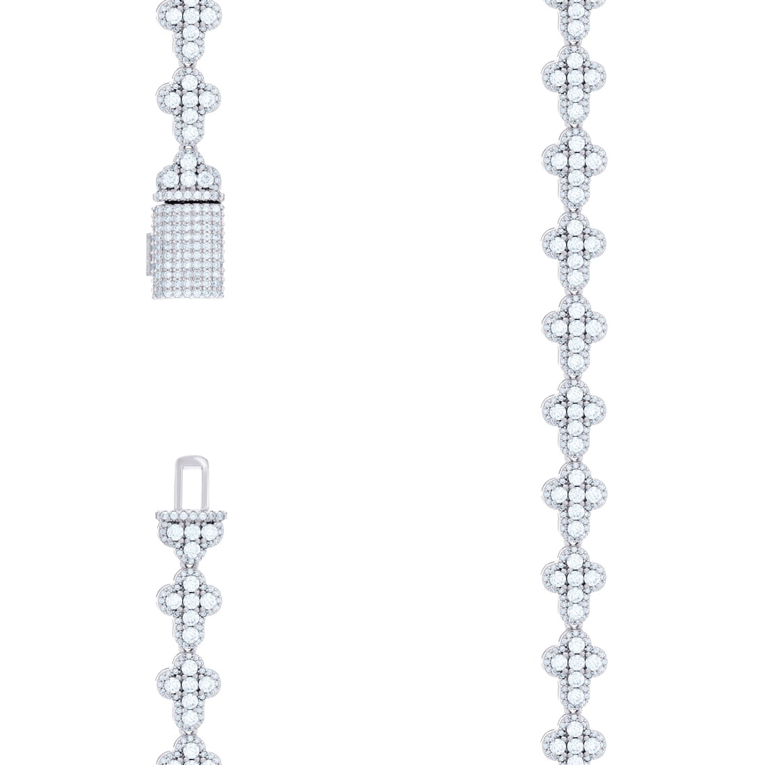 925 Sterling Silver Moissanite Religious Faith Cross Link Chain ...