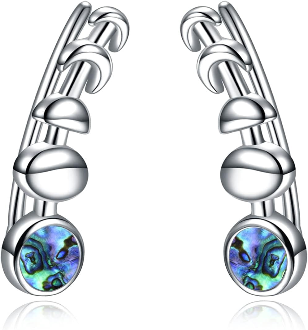 925 Sterling Silver Moon Phase Ear Crawler Cuff Earrings Ear Climber ...