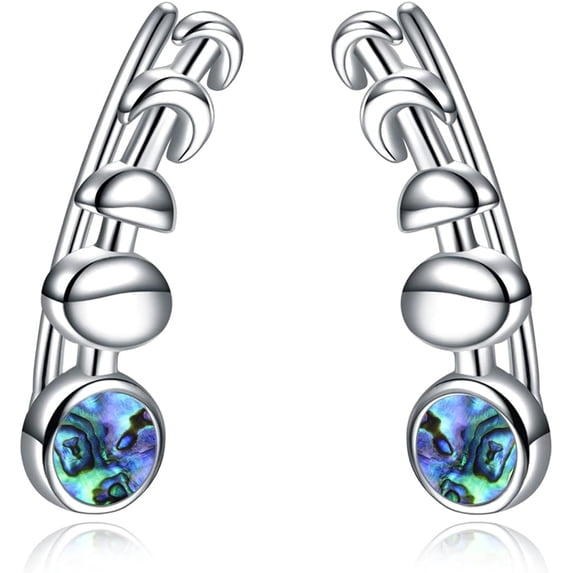 925 Sterling Silver Moon Phase Ear Crawler Cuff Earrings Ear Climber ...