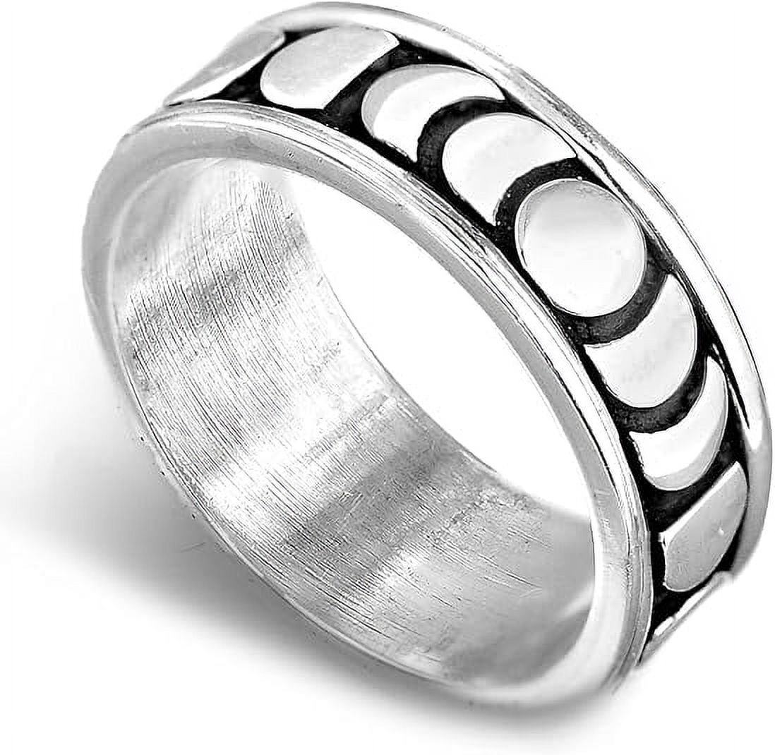 925 Sterling Silver Moon Phase Spinner Ring for Men and Women Celestial Jewelry - Walmart.com
