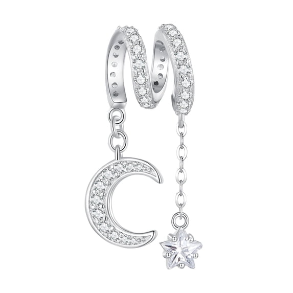 925 Sterling Silver Moon & Star Dangle Charm for Women Charm Bracelet ...