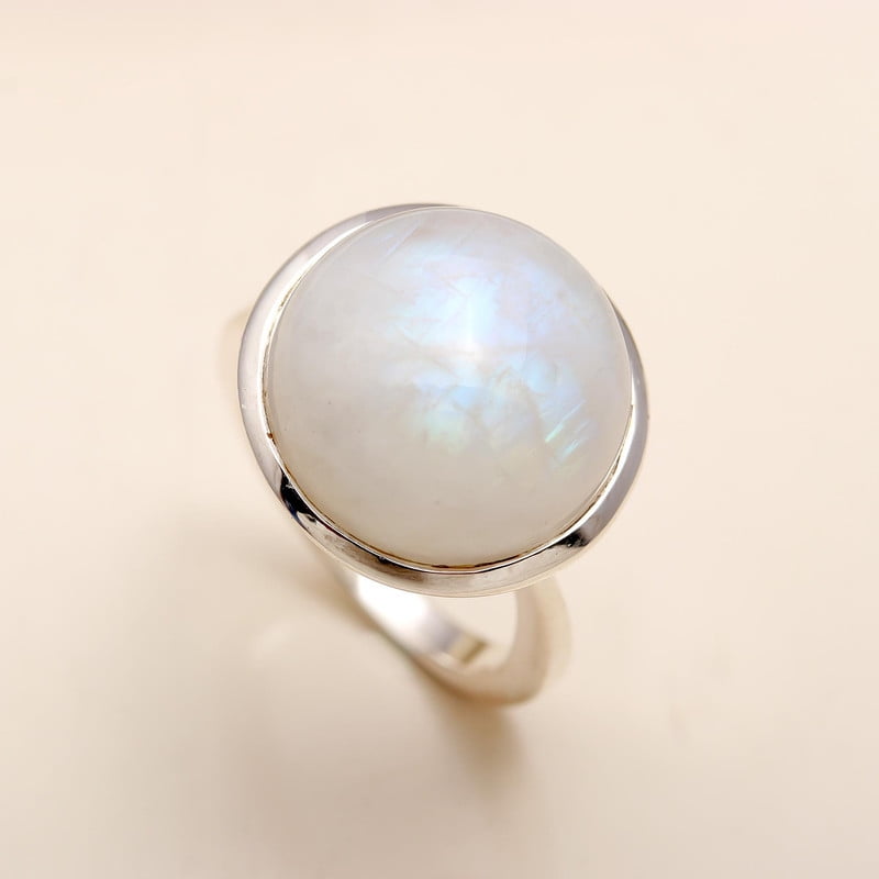 925 Sterling Silver Moonstone Ring for Women – Handmade Statement Ring ...