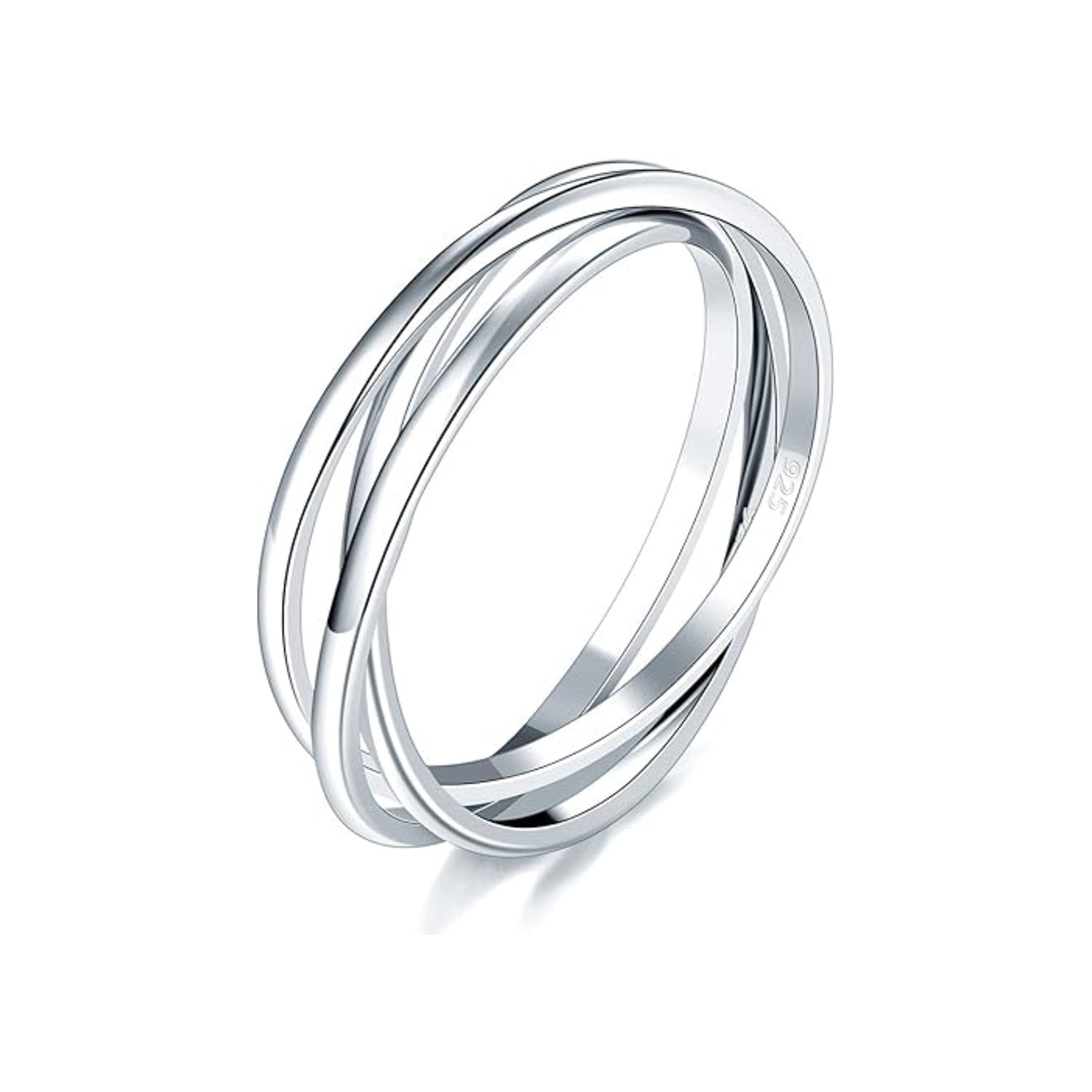 925 Sterling Silver Multi-Band Interlocking Ring for Women, Fidget Ring ...