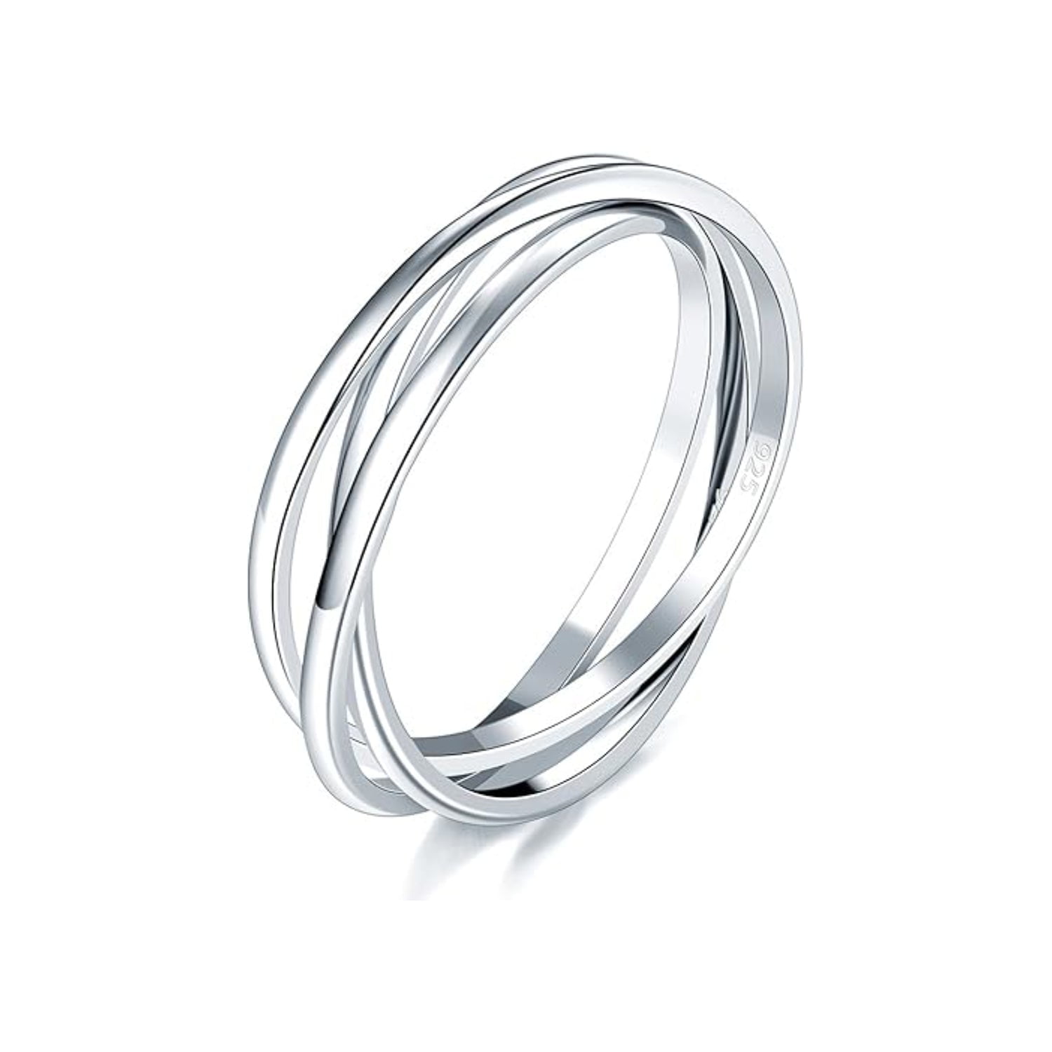 925 Sterling Silver Multi-Band Interlocking Ring for Women, Fidget Ring ...