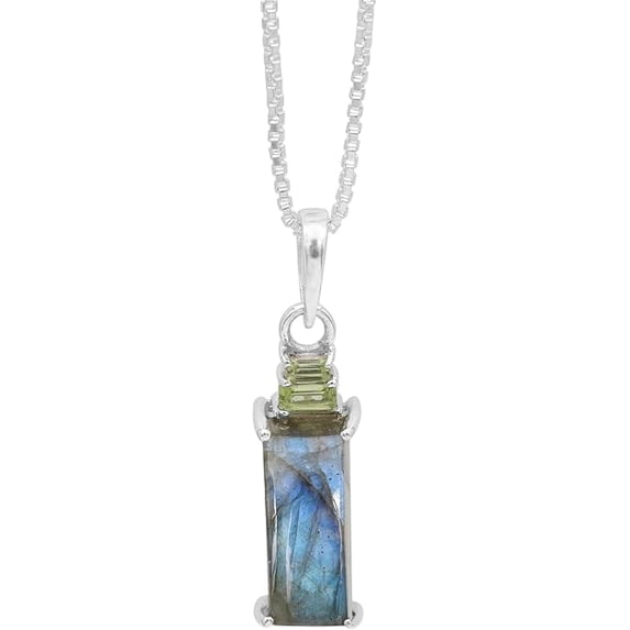 925 Sterling Silver Natural Peridot Gemstone Pendant Necklace For Women ...