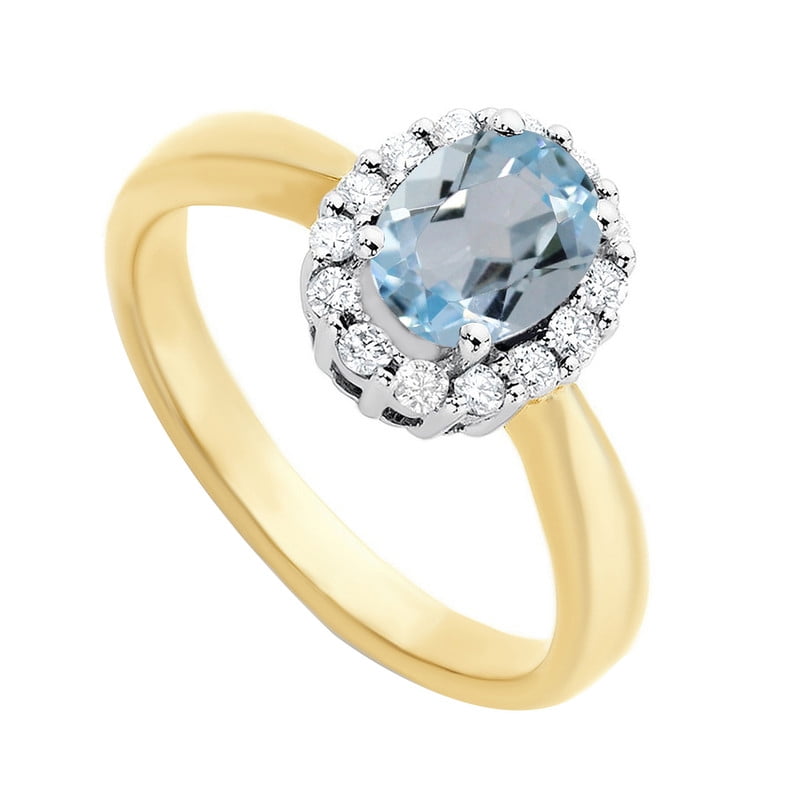 925 Sterling Silver Natural Sky Blue Topaz Gemstone Halo Style Gold ...