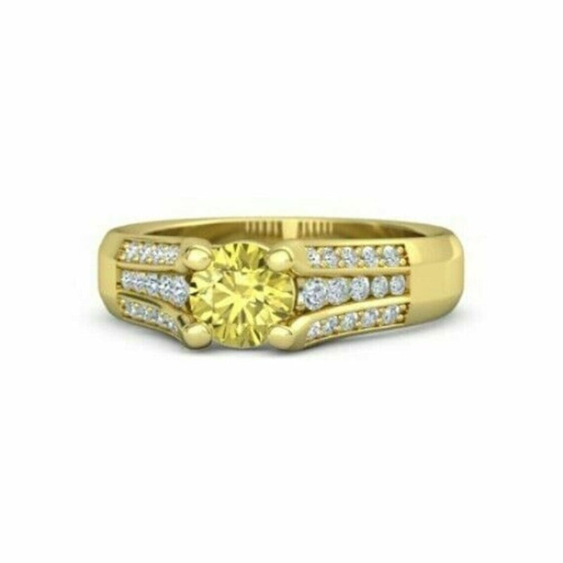 925 Sterling Silver Natural Yellow Sapphire Gemstone Ring With Gold ...