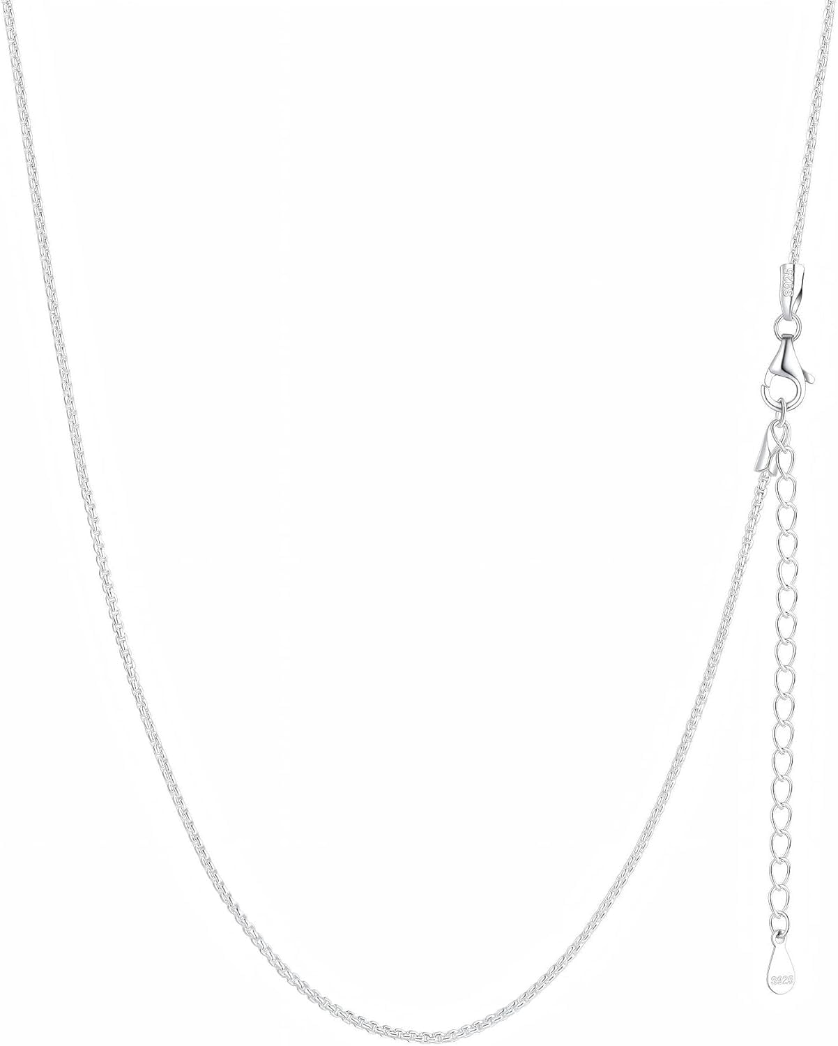 925 Sterling Silver Necklace Chains Box Chain Necklace for Women Thin 1 ...