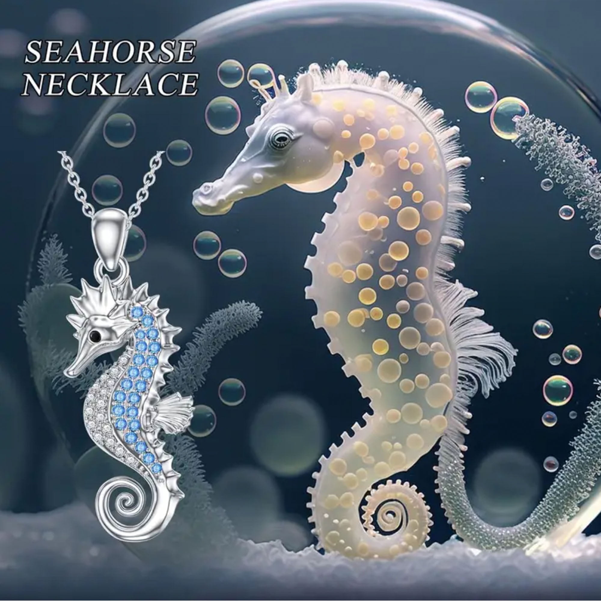925 Sterling Silver Necklace with Seahorse Charm, Birthday Jewelry ...