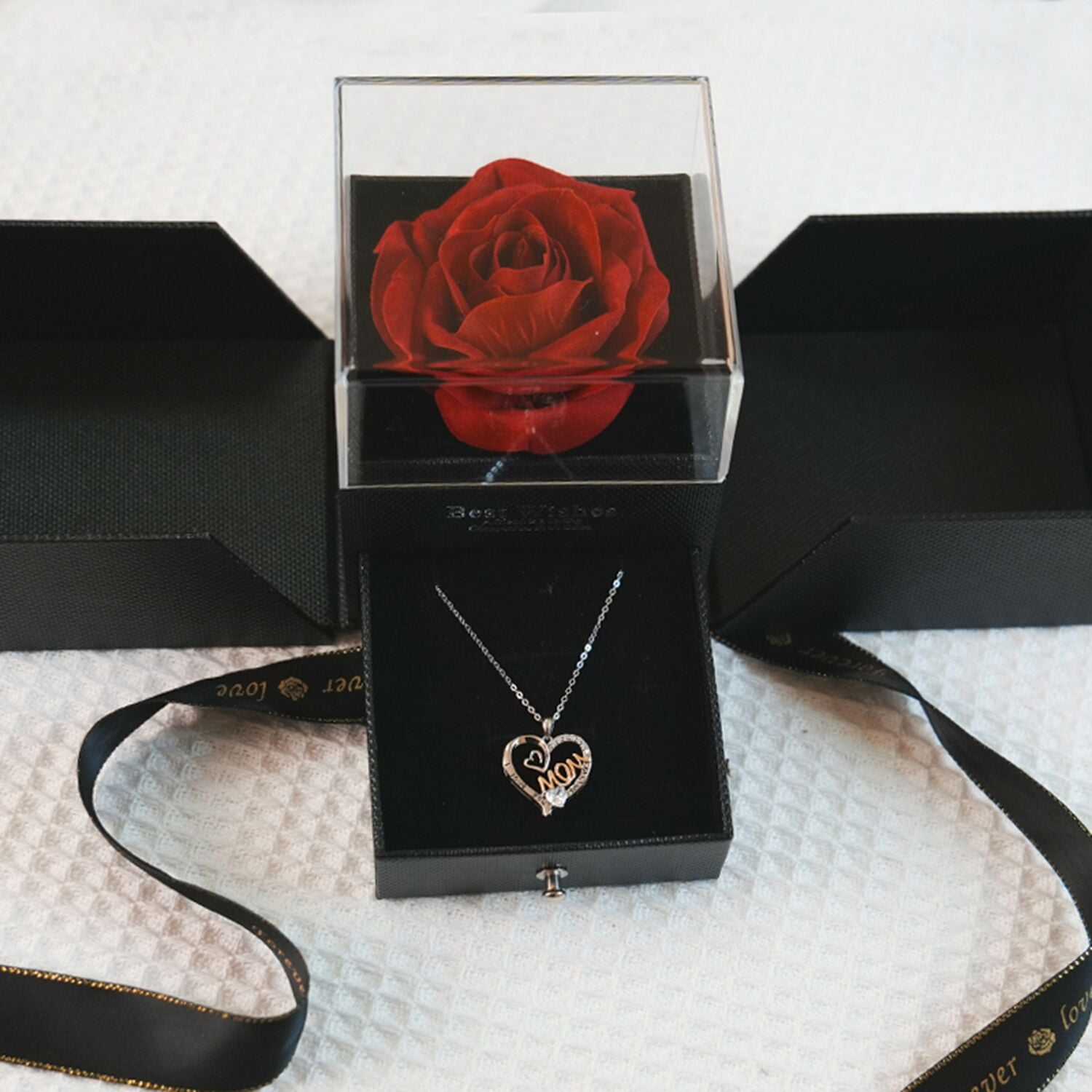 925 Sterling Silver Necklace for Wife and Everlasting Roses Gift Box ...
