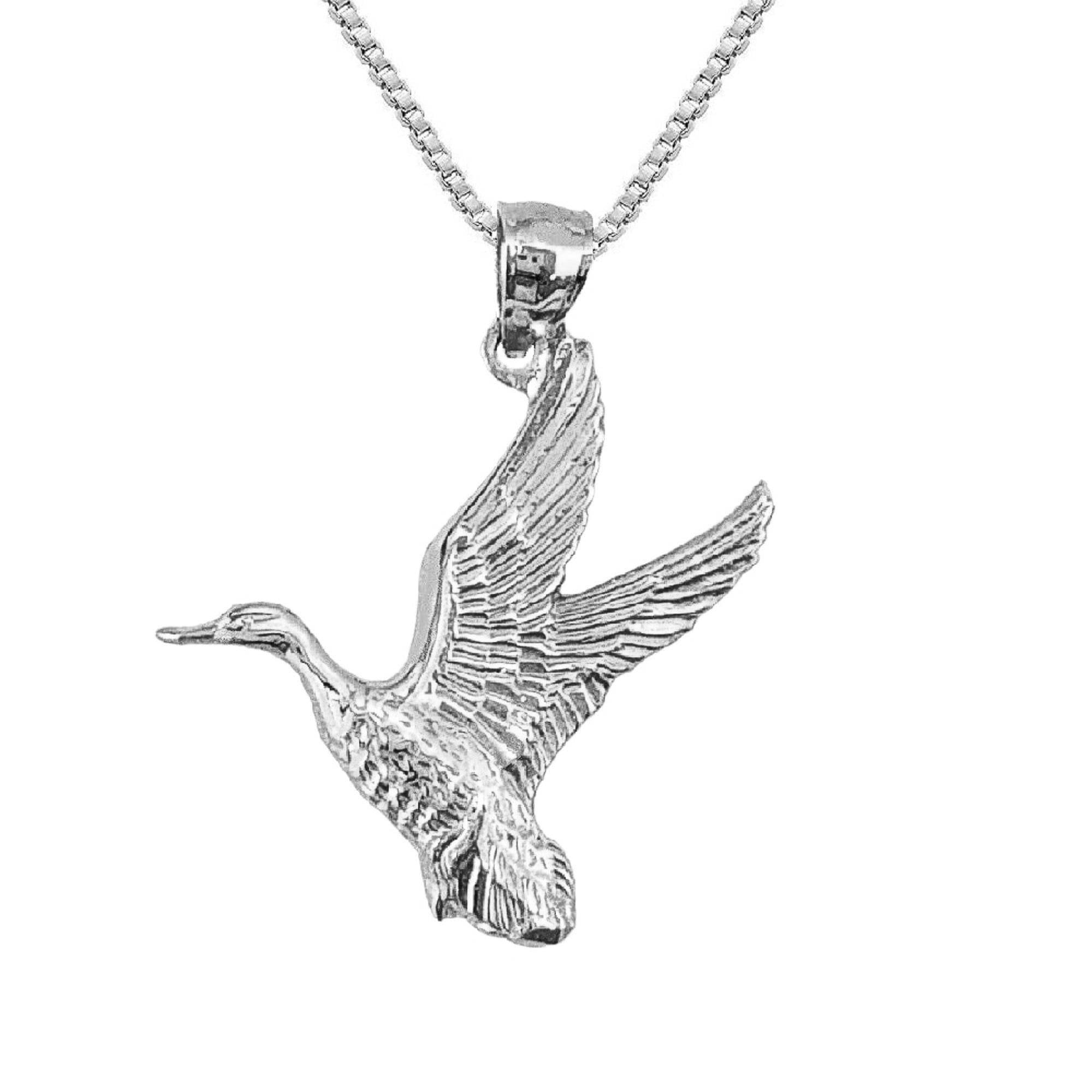 925 Sterling Silver Necklace w/ Duck Mallard Pendant Charm - Walmart.com