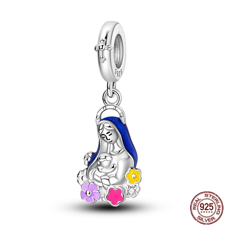 925 Sterling Silver Nossa Senhora Aparecida Dangle Charm with Zircon ...