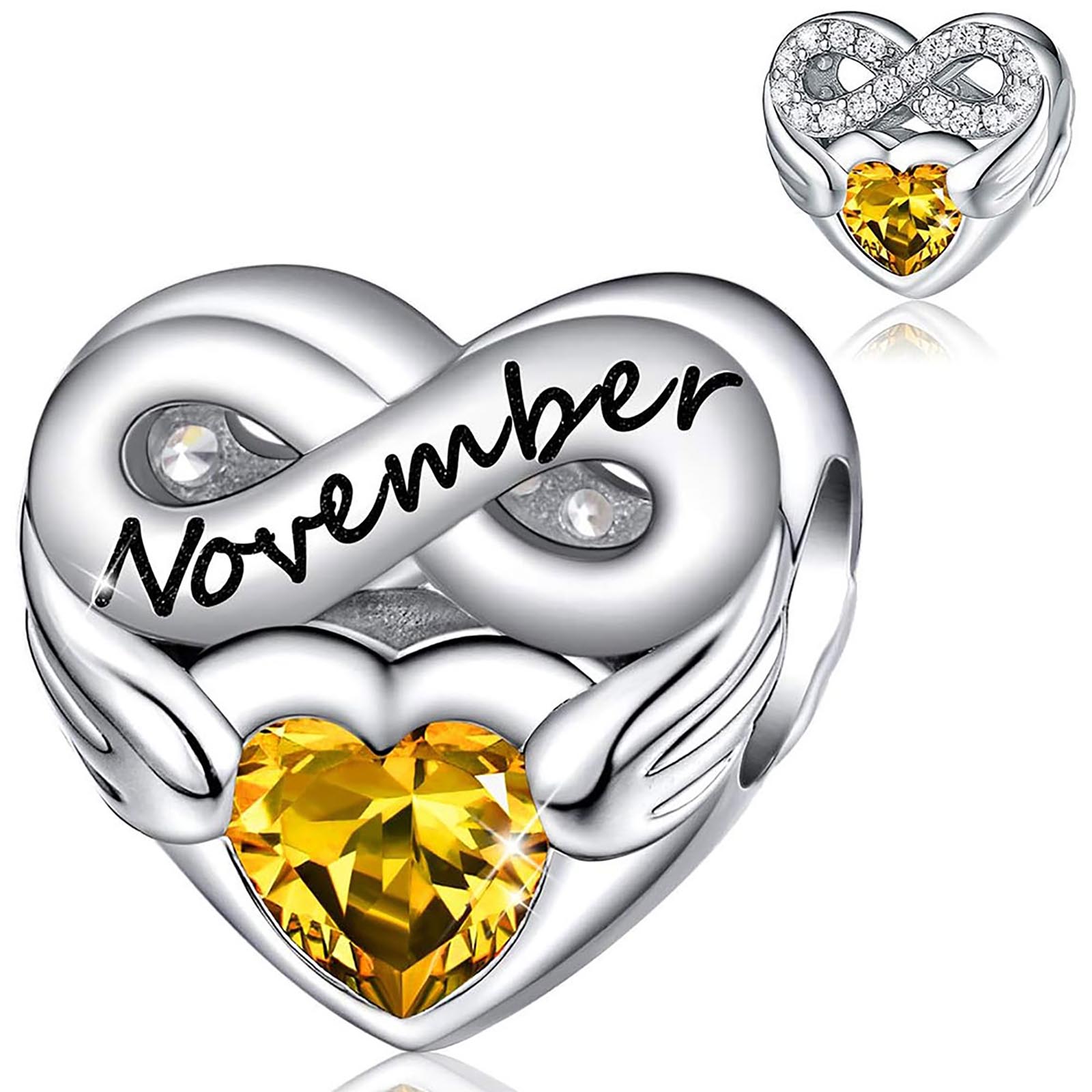 Women's Crystal Birthstone November Topaz Yellow Gold Cubic-Zirconia ...