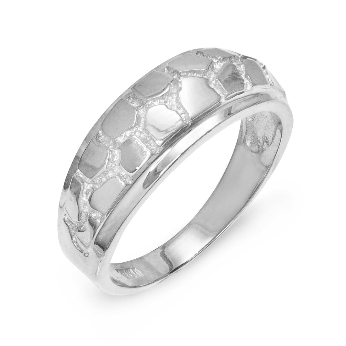 .925 Sterling Silver Nugget Wedding Band/ Ring Size 7 - Walmart.com