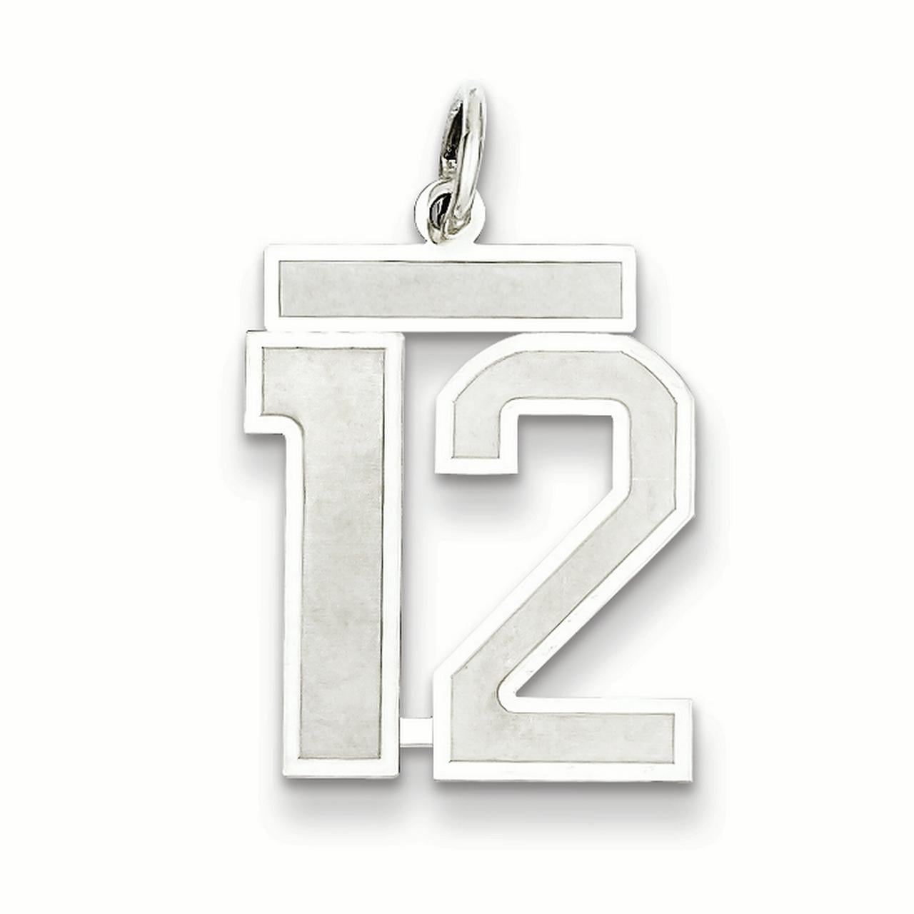 925 Sterling Silver Number 12 Charm Necklace Pendant Charms Laser ...