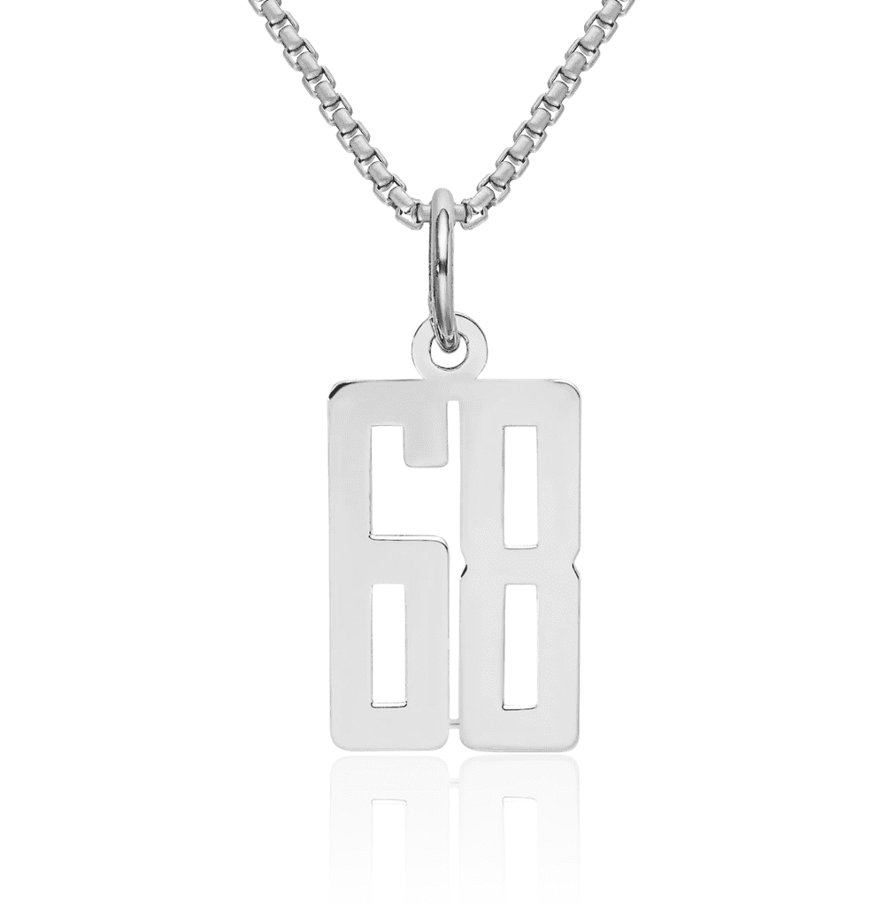 925 Sterling Silver Number 68 Necklace Chain Pendant Charm - Walmart.com