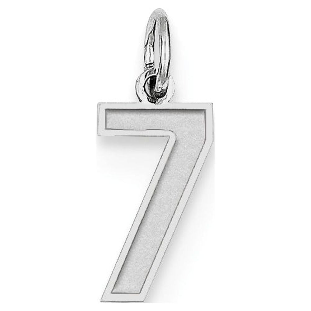 925 Sterling Silver Number 7 Charm Necklace Pendant Charms Laser Etched ...