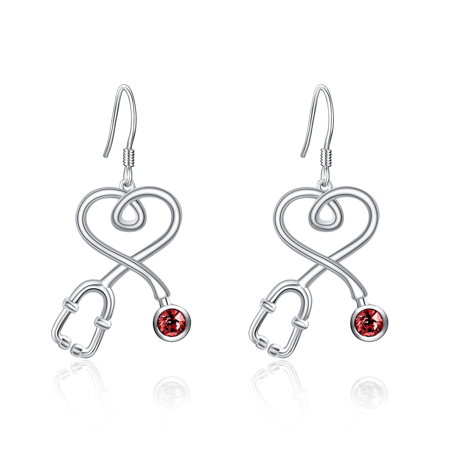 925 Sterling Silver Nurse Earrings Fish Hook Stethoscope Dangle Drop ...