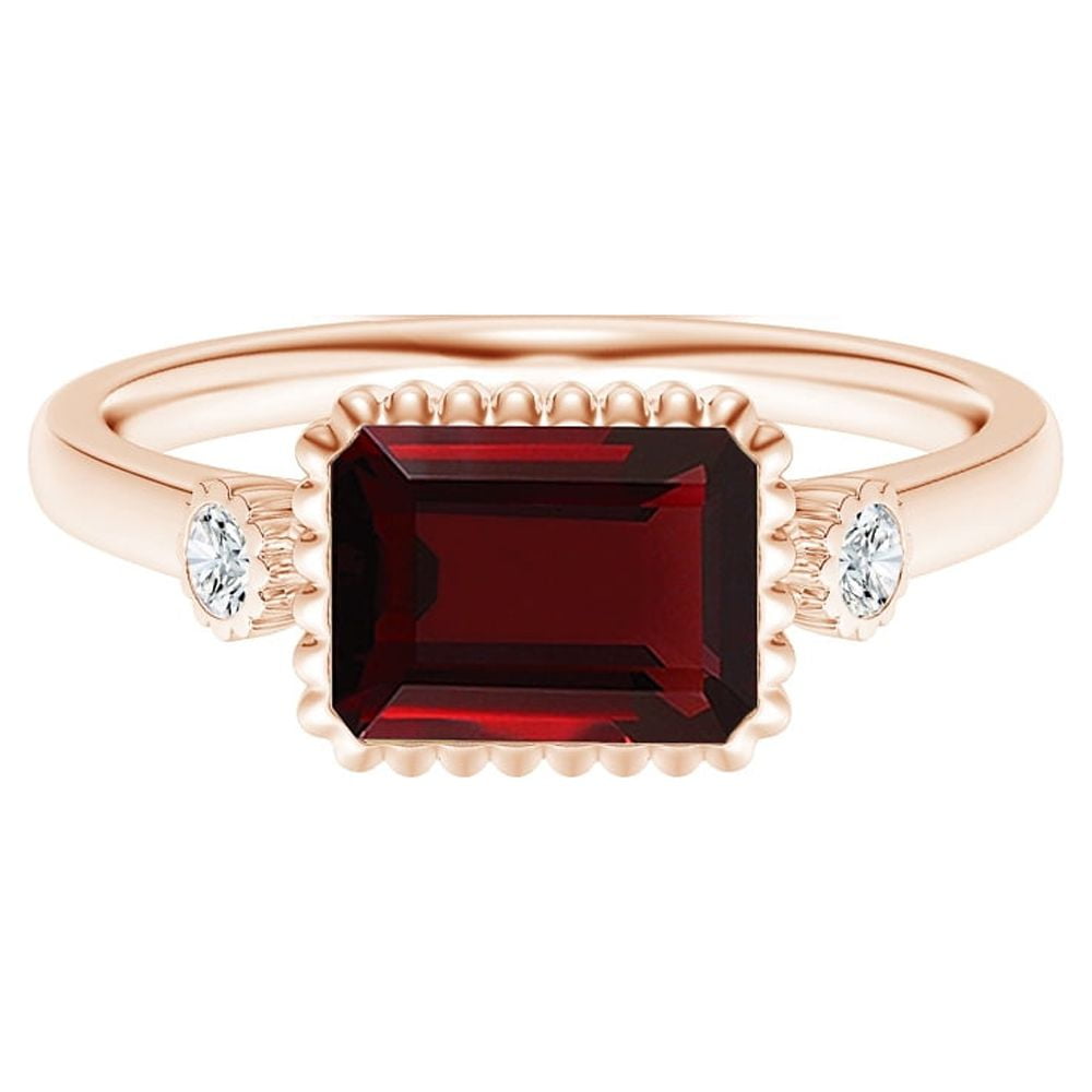 925 Sterling Silver Octagon 2.10 Ctw Garnet Horizontal Set Women ...