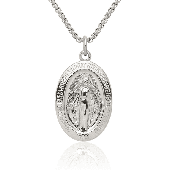 925 Sterling Silver Our Lady of Miraculous Medal Blessed Virgin Mary ...