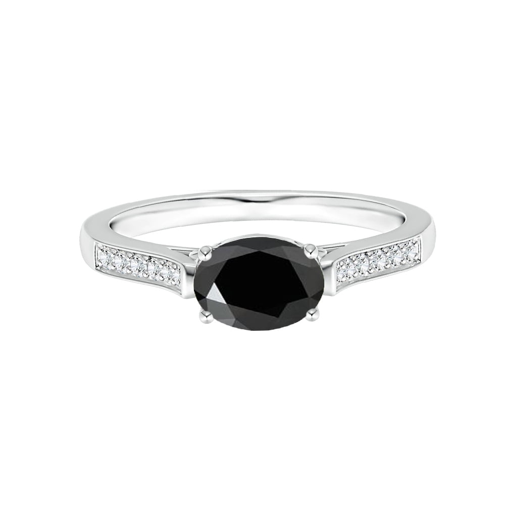 925 Sterling Silver Oval 1.10 Ctw Black Spinel Gemstone Cluster Women ...