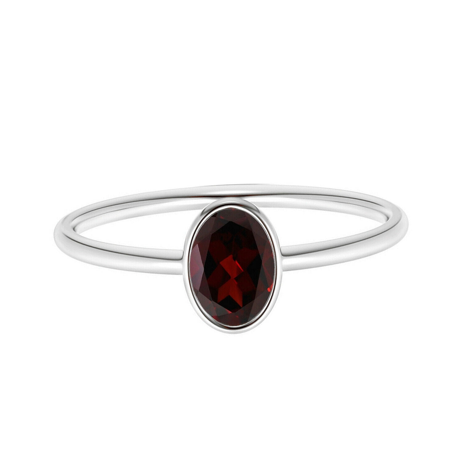 925 Sterling Silver Oval 8X6 MM Red Garnet Gemstone Stackable Lady Captain's Women Ring Jewelry ...