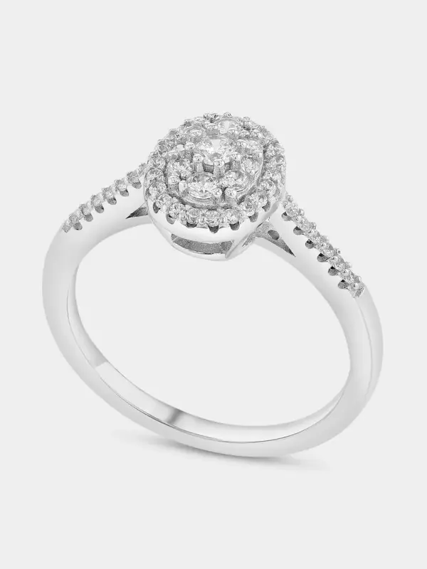 925 Sterling Silver Oval Halo Cut Ring Engagement Ring Moissanite ...