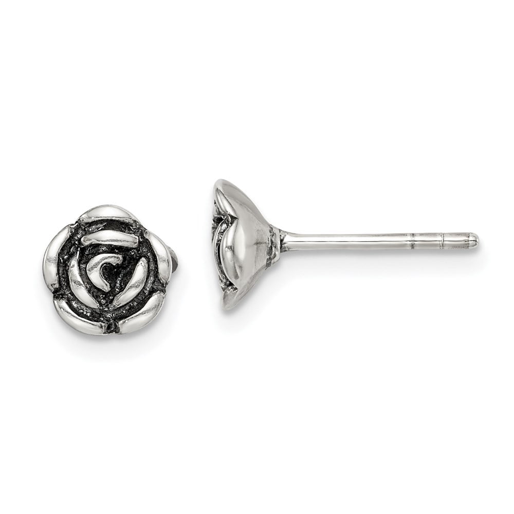 925 Sterling Silver Oxidized Flower Post Earrings Fine Jewelry For Women Gifts For Her - Walmart.com