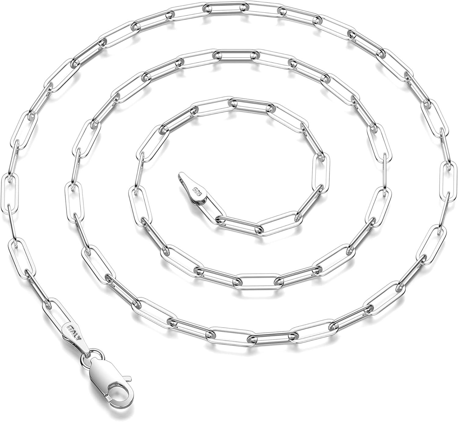 925 Sterling Silver Paperclip Lobster Clasp Chain 3Mm 4Mm 5Mm 6Mm 7Mm ...