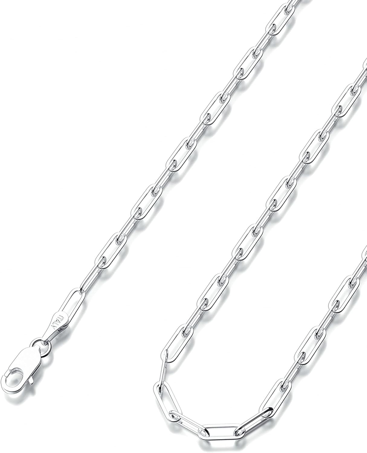 925 Sterling Silver Paperclip Lobster Clasp Chain 3Mm 4Mm 5Mm 6Mm 7Mm ...