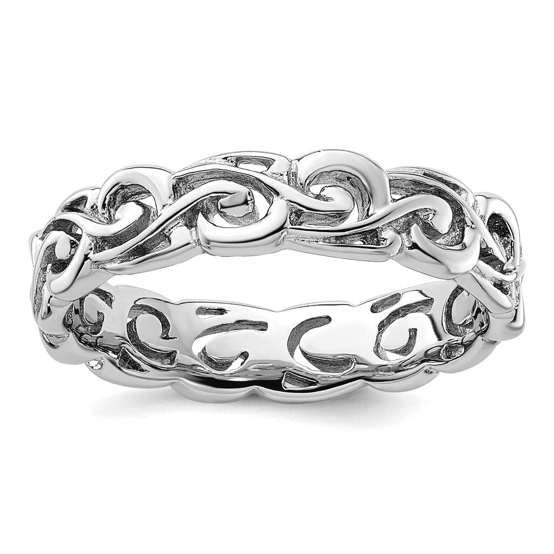 925 Sterling Silver Patterned Stackable Polished Ring Size 8-Stackable ...
