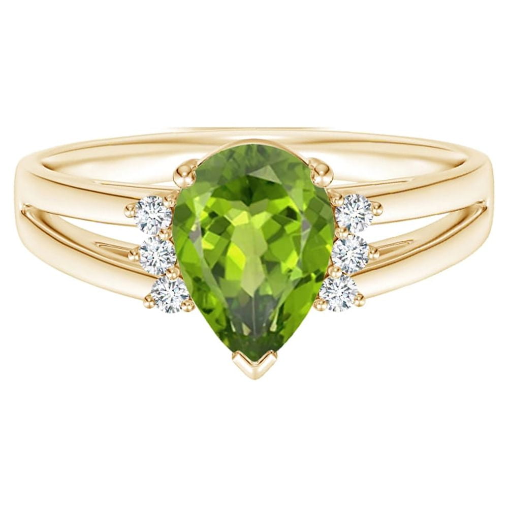 925 Sterling Silver Pear 1.50 Ctw Peridot Solitaire Accents Yellow ...