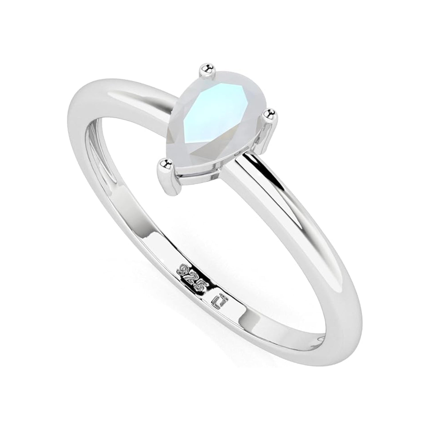 925 Sterling Silver Pear 1 Ctw Moonstone Gemstone Solitaire Women Wedding Ring – Engagement ...