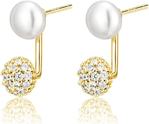 925 Sterling Silver Pearl Jacket Earrings for Women Teen Girls CZ ...