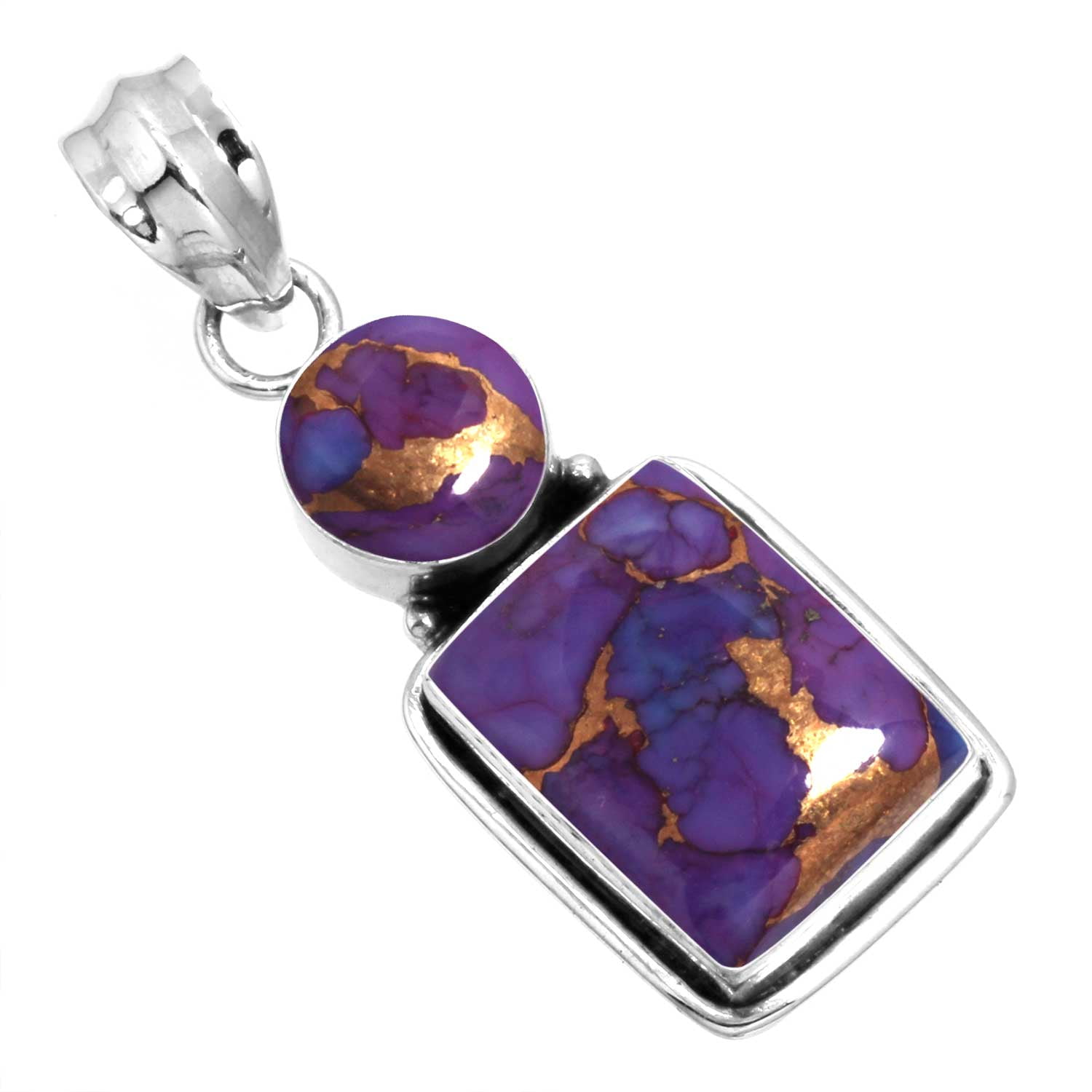Copper Purple Turquoise Pendant 925 Sterling Silver Handmade Jewelry ...