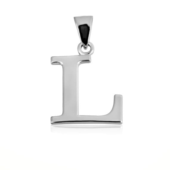 .925 Sterling Silver Personalized Letter "L" Initial Pendant - Small ...