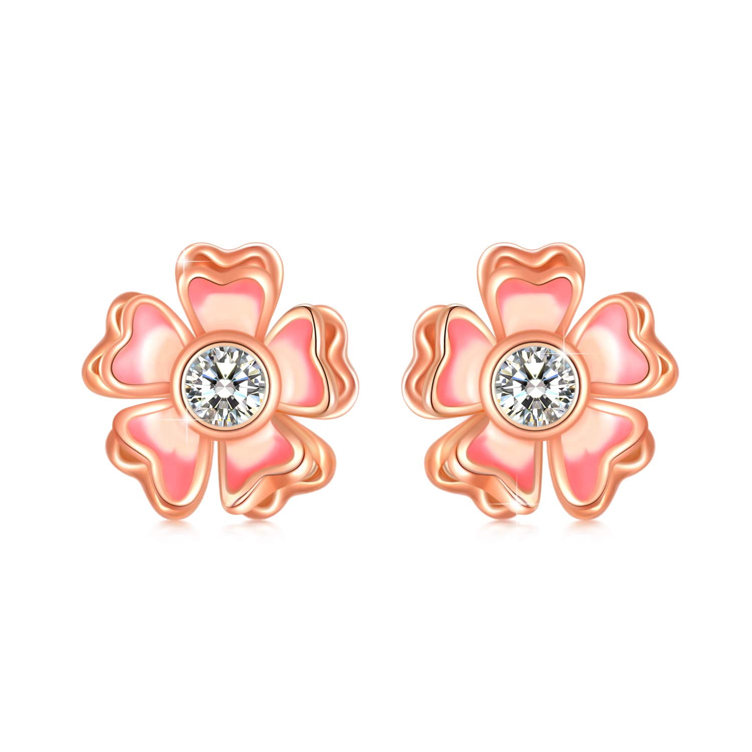 925 Sterling Silver Pink Cherry Blossom Earrings Pink Flower Studs ...