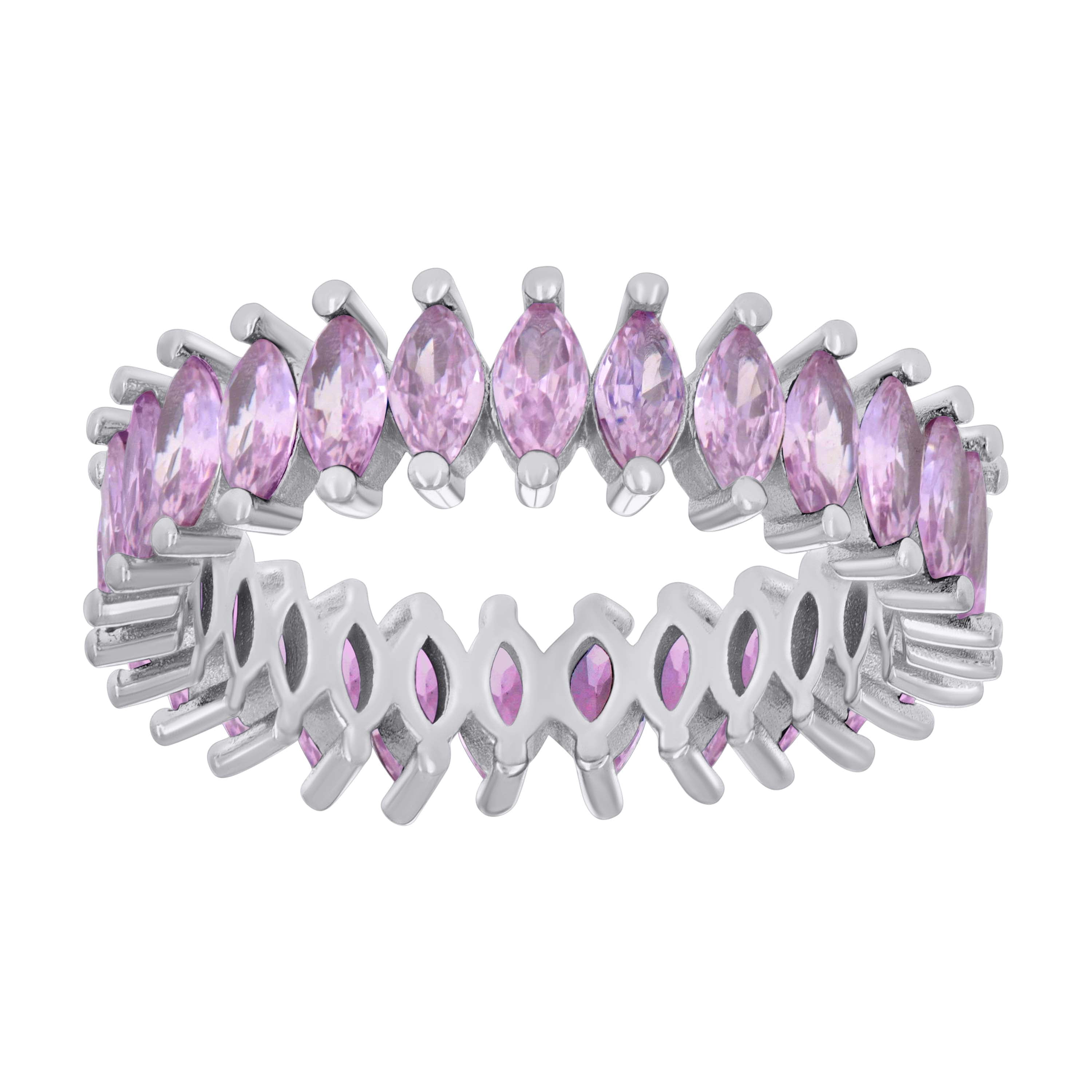 925 Sterling Silver Pink Marquise Cubic Zirconia Women's Eternity ...