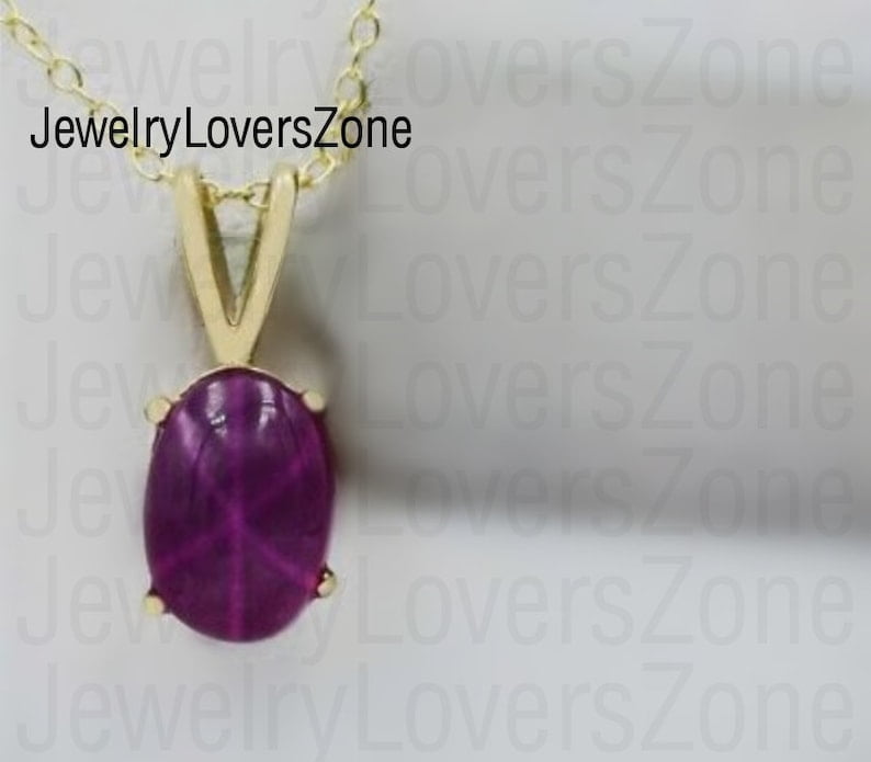 925 Sterling Silver Pink Star Ruby Pendant 6-Ray Star Gemstone Necklace ...