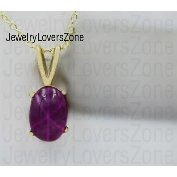 925 Sterling Silver Pink Star Ruby Pendant 6-Ray Star Gemstone Necklace ...