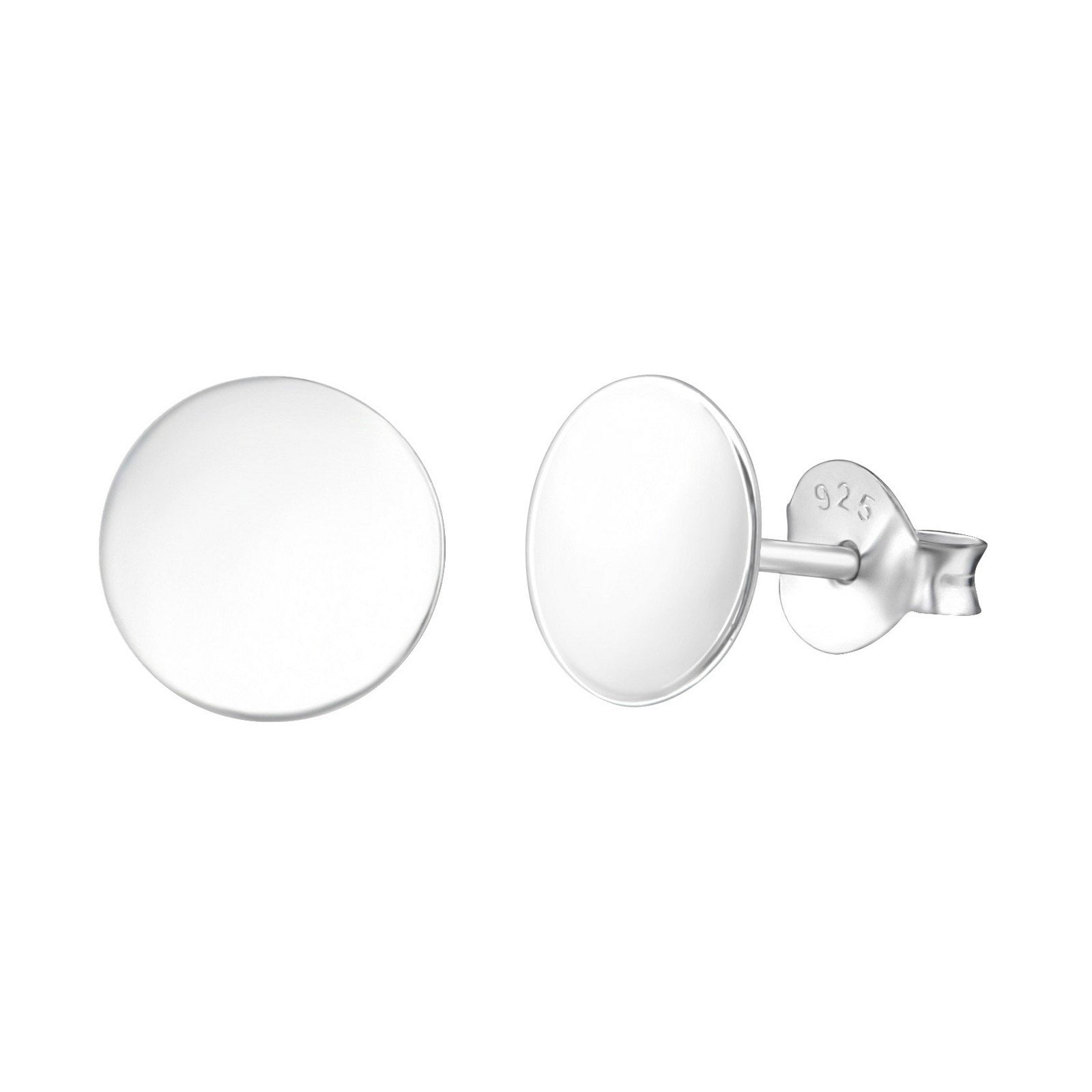 925 Sterling Silver Plain Round Disc Stud Earring - Walmart.com