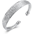 925 Sterling Silver Plated Bangle, Fashionable Multi-Layer Cross-Wire ...