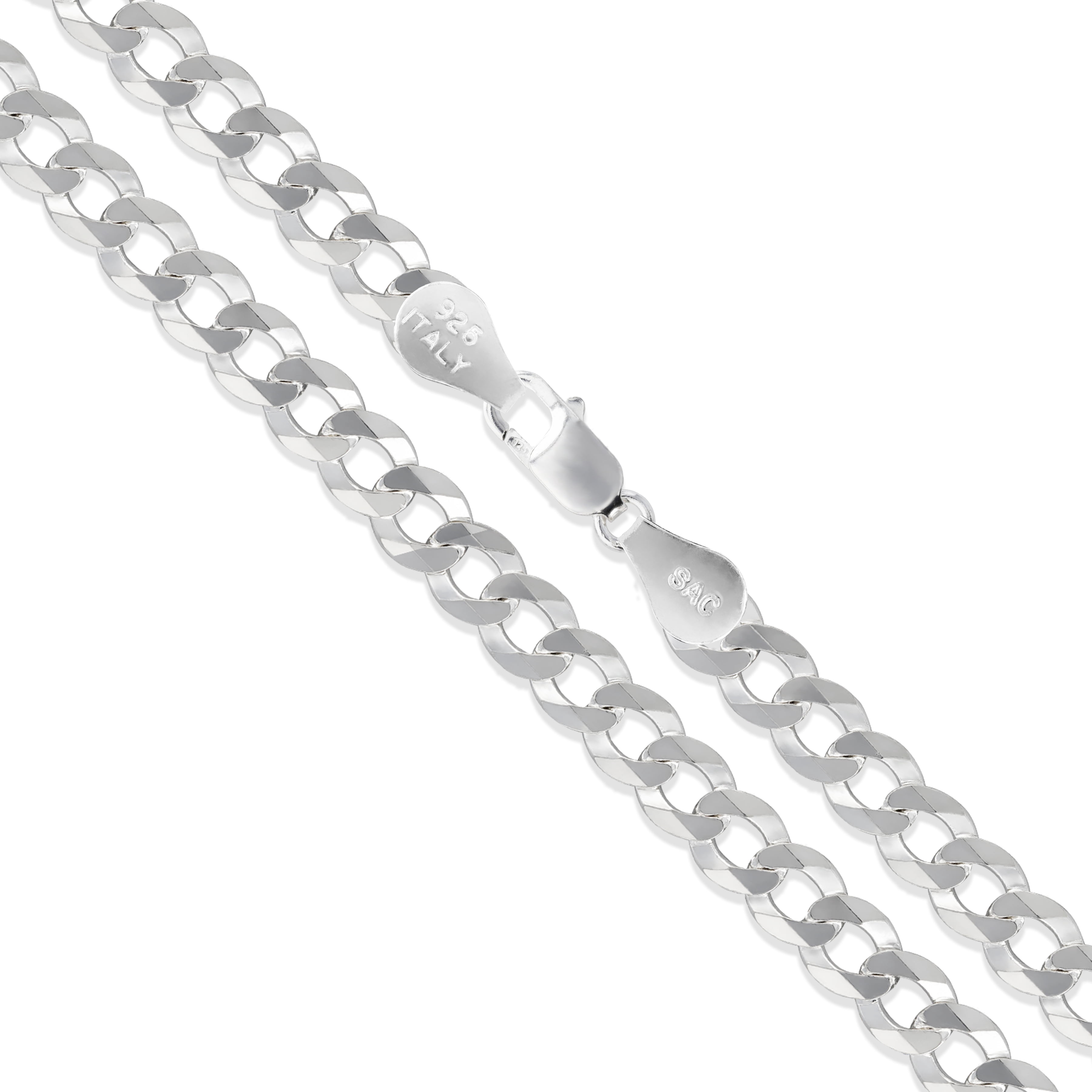 925 Sterling Silver Plated Flat Curb Link Necklace 5.2mm 22 Inch for ...
