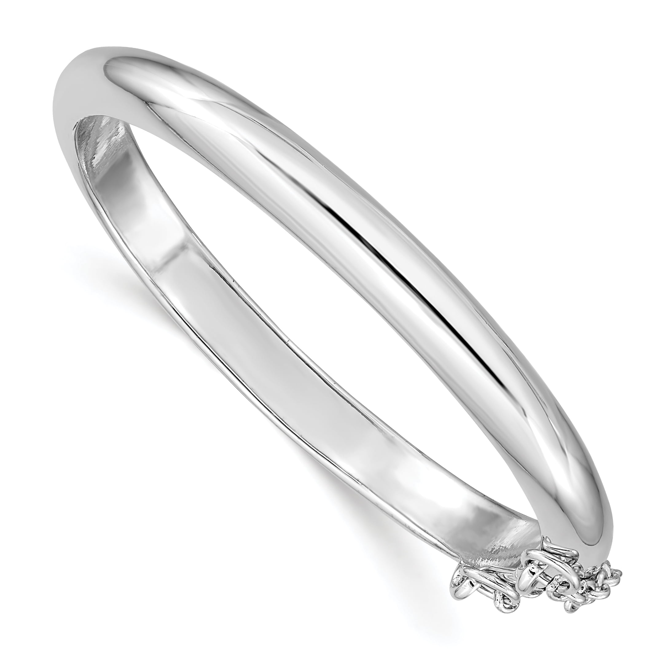 925 Sterling Silver Pol. Safety Hinged Childbangle Bracelet Cuff ...