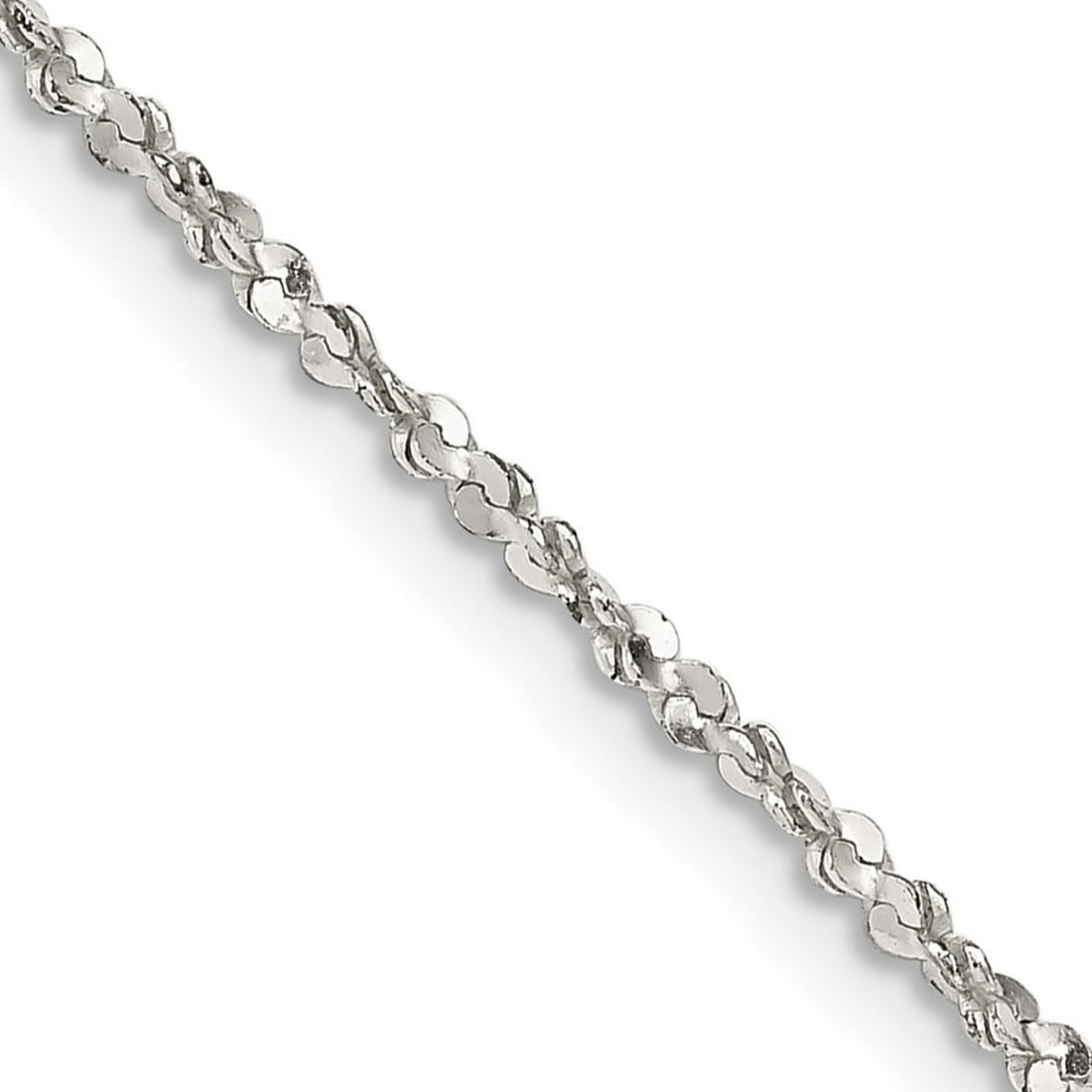 925 Sterling Silver Polished 1.4mm D Cut Fancy Chain Necklace 16 Inch ...